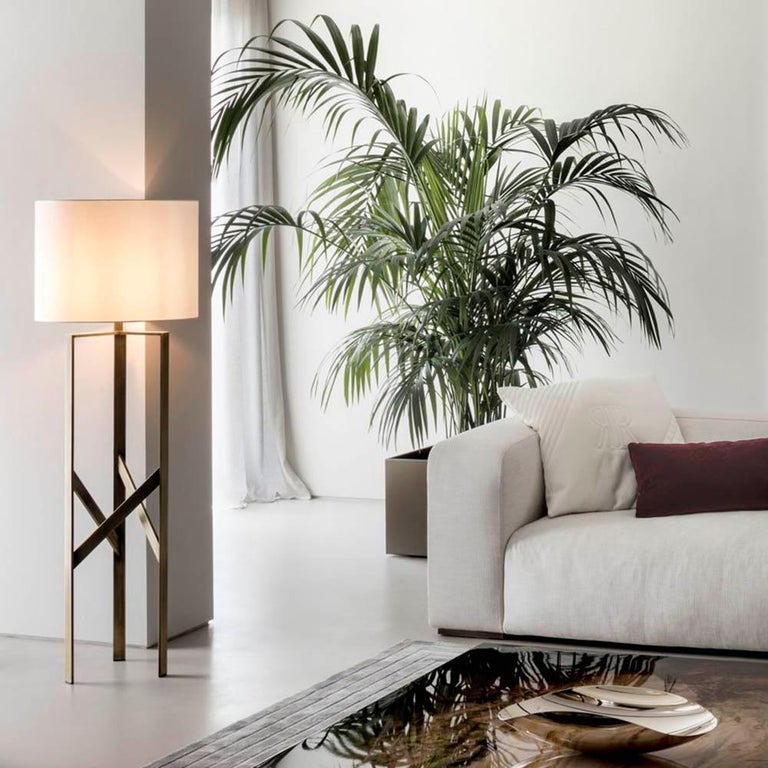 Diagonal Bronze Floor Lamp For Sale at 1stDibs