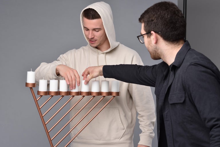 DIAGONAL candleholde 130cm, minimalistic Hanukkah menorah by Ivan ...