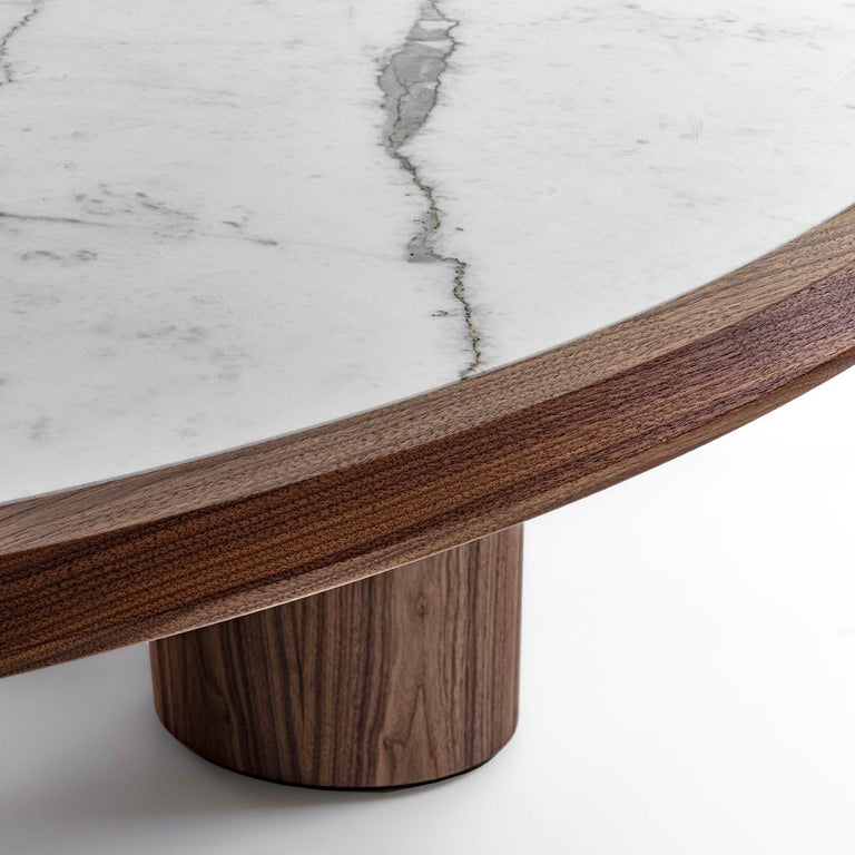 Diamante Round Canaletto Carrara Marble Table For Sale at 1stDibs