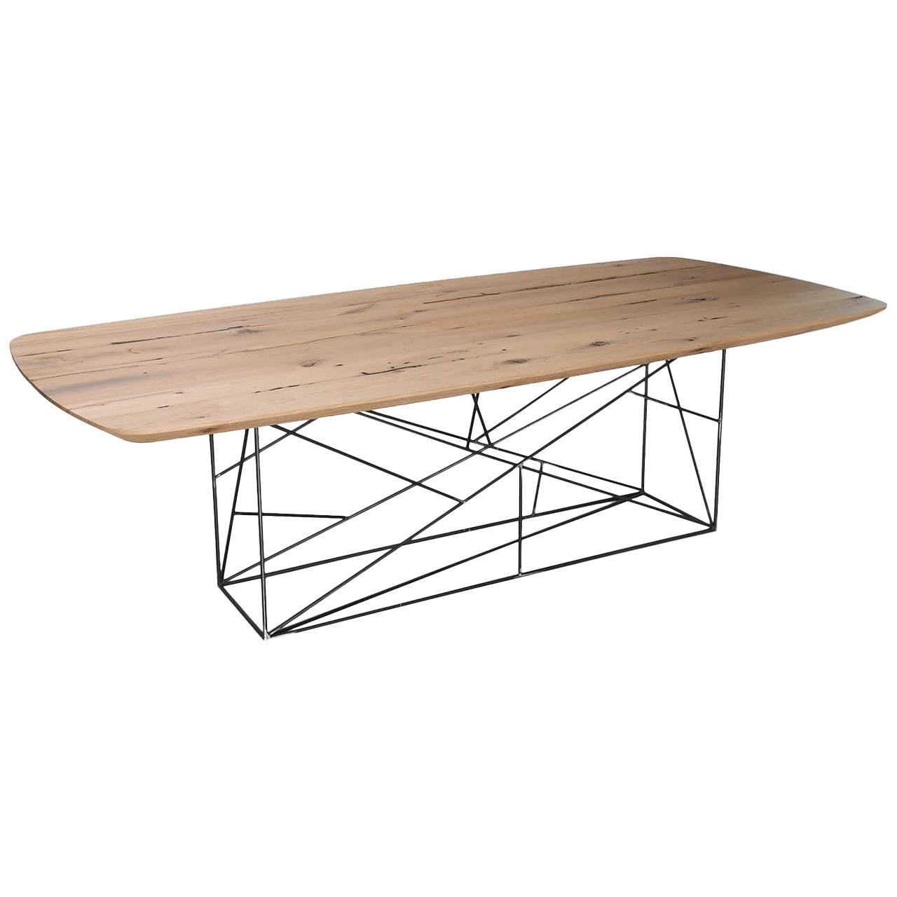 9-Foot Long Antique Oak and Wrought Iron Table from Spain, Early 1800s ...