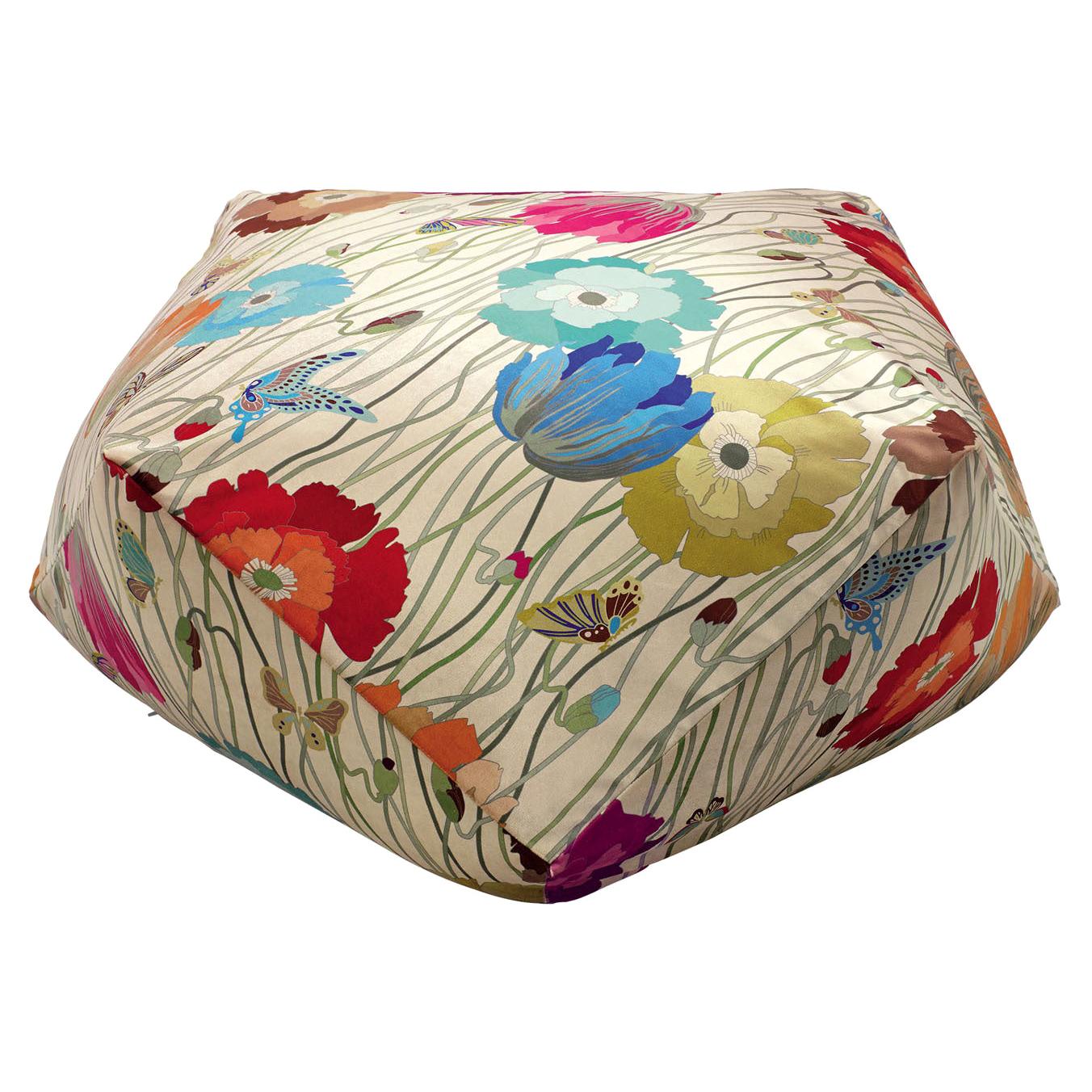 Beige Pouf with Backrest For Sale at 1stDibs