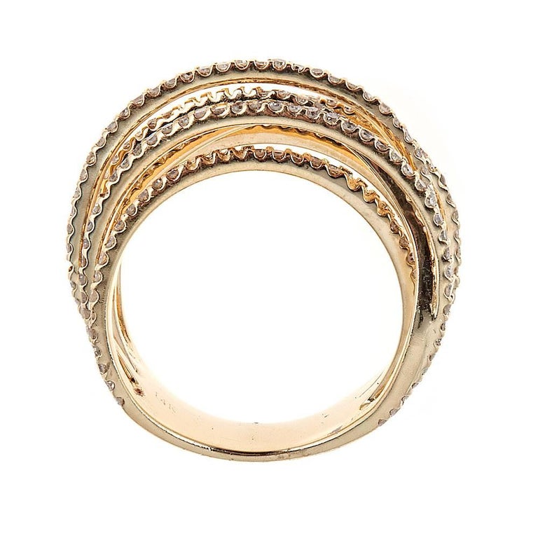 14 Karat Yellow Gold 1.20 Carat Diamond Wrap Ring Designer Fine Jewelry ...