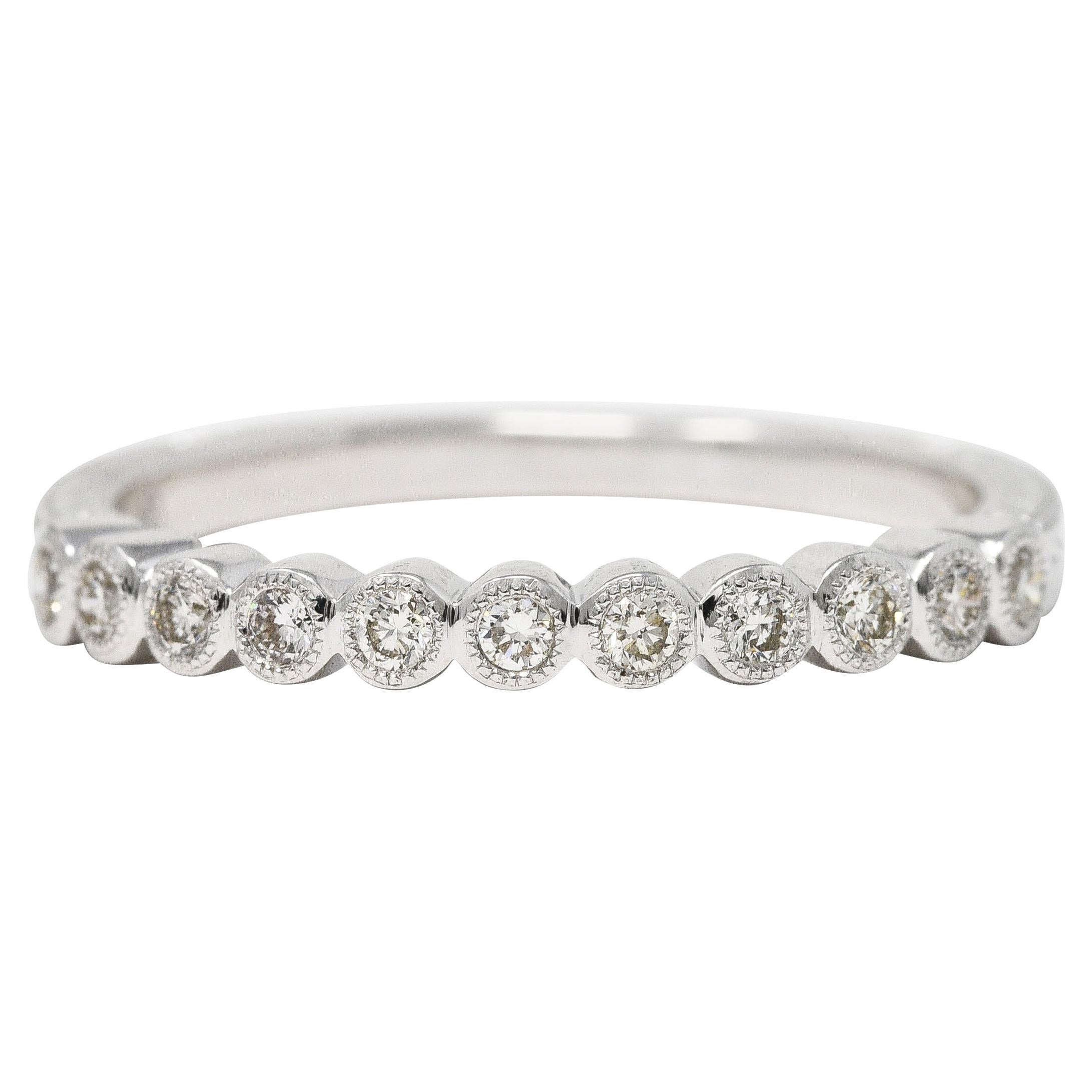 14 Karat White Gold Diamond Wedding Band Ring Size 8 5 For Sale At 1stdibs