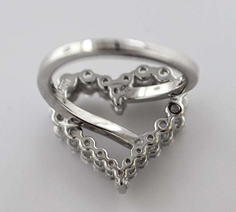 Diamond, 14k White Gold Heart Ring For Sale at 1stDibs