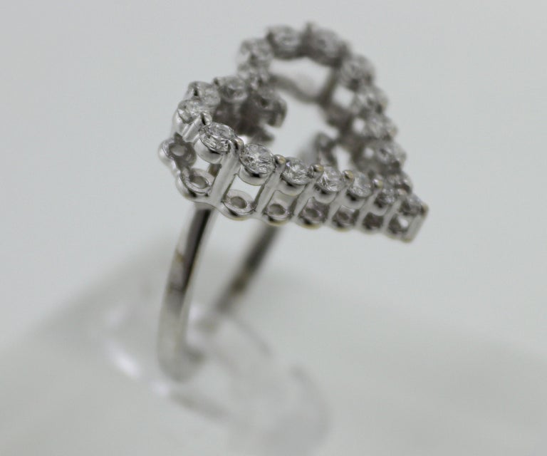Diamond, 14k White Gold Heart Ring For Sale at 1stDibs