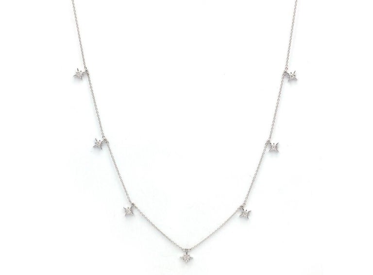 Diamond 18 K White Gold Star Chain Necklace For Sale at 1stDibs