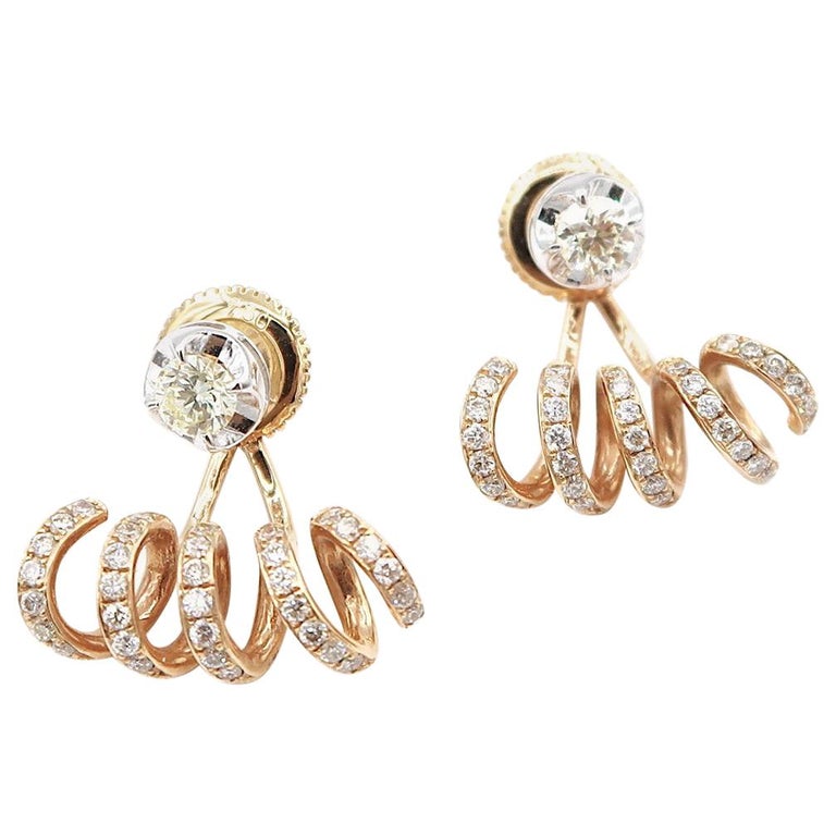 Diamond 18 Karat White Gold Studs and Twirl Diamond 18 Karat Rose Gold ...