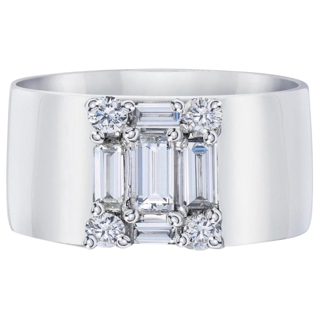 Casa Gi Designer 18 Karat Yellow Gold Diamond Wide Cigar Band Ring For ...