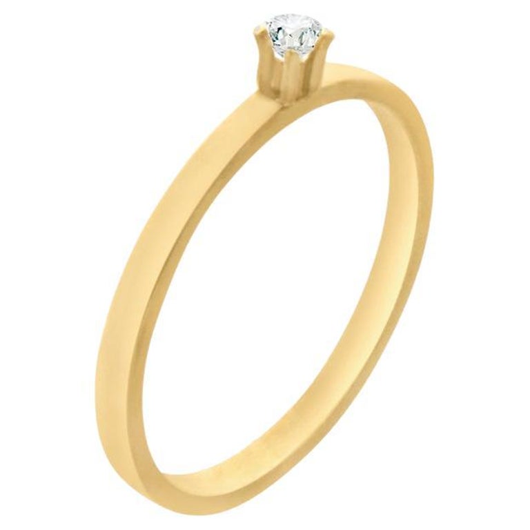 Diamond 18 Karat Yellow Gold Narrow Ring For Sale at 1stDibs