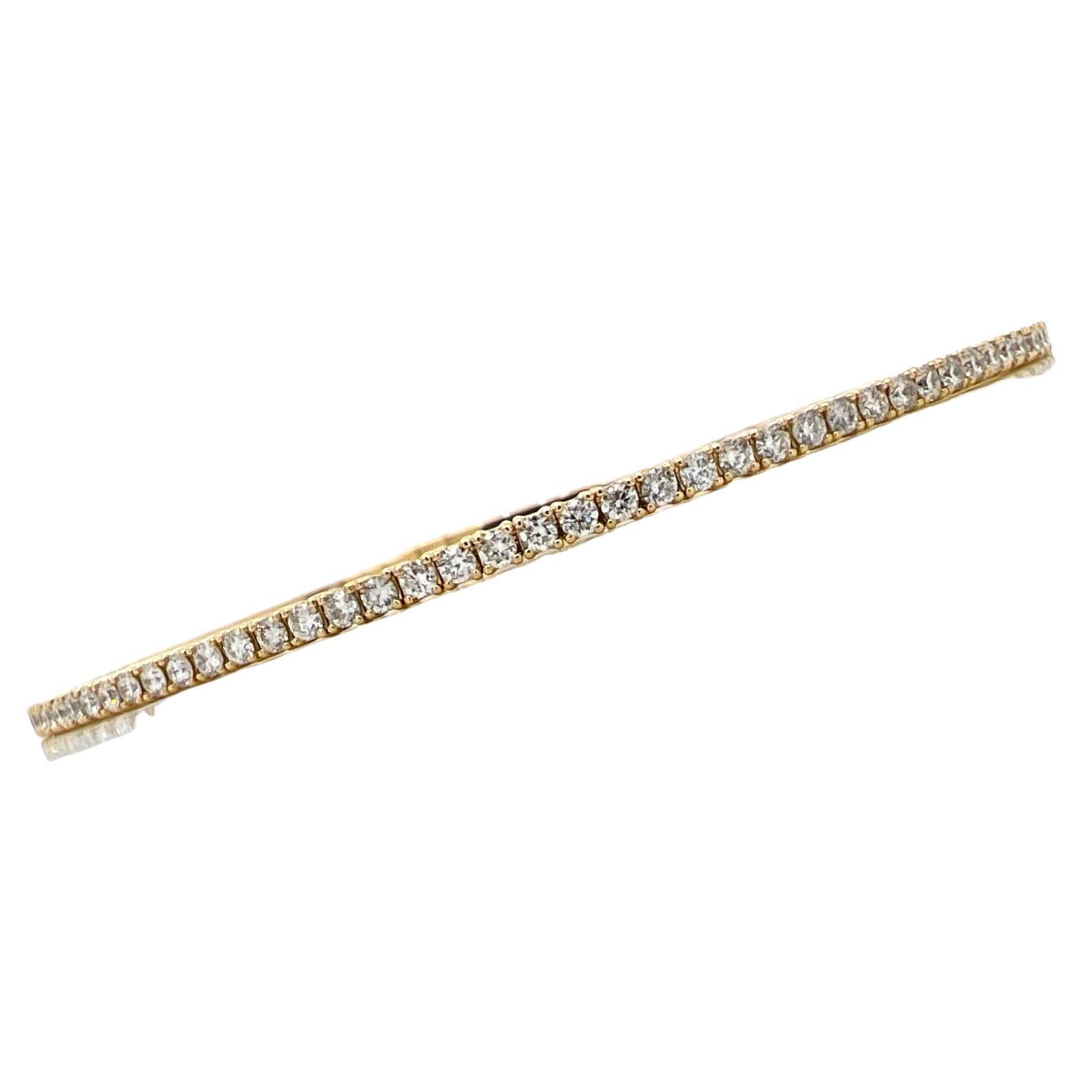 Diamond 18 Karat Yellow Gold Stackable Thin Bangle Bracelet Flexible ...