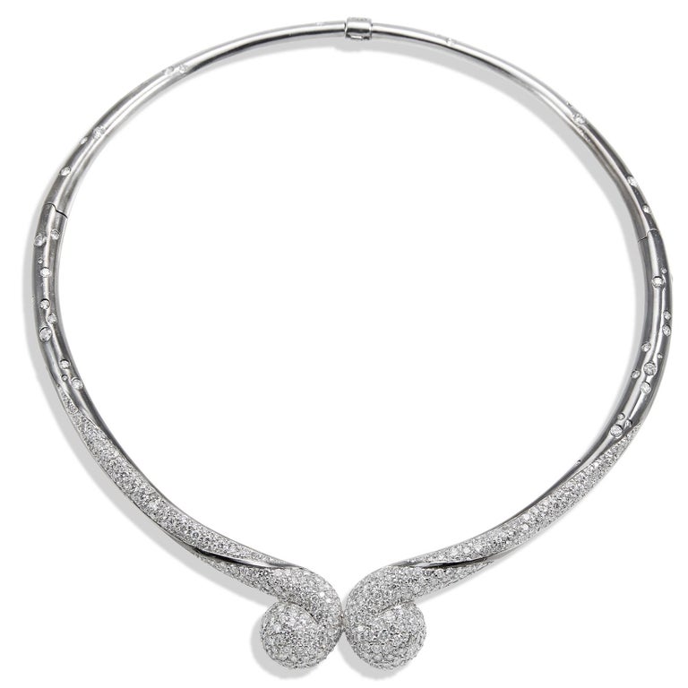 Diamond 18k Pave Scatter Set Collar Necklace Midnight Collar For Sale ...