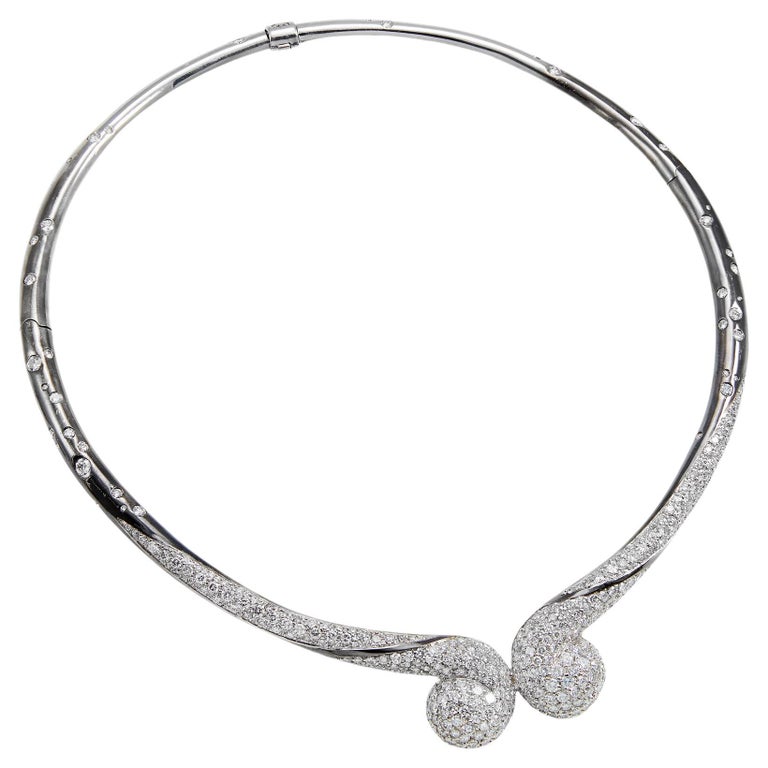 Diamond 18k Pave Scatter Set Collar Necklace Midnight Collar For Sale ...