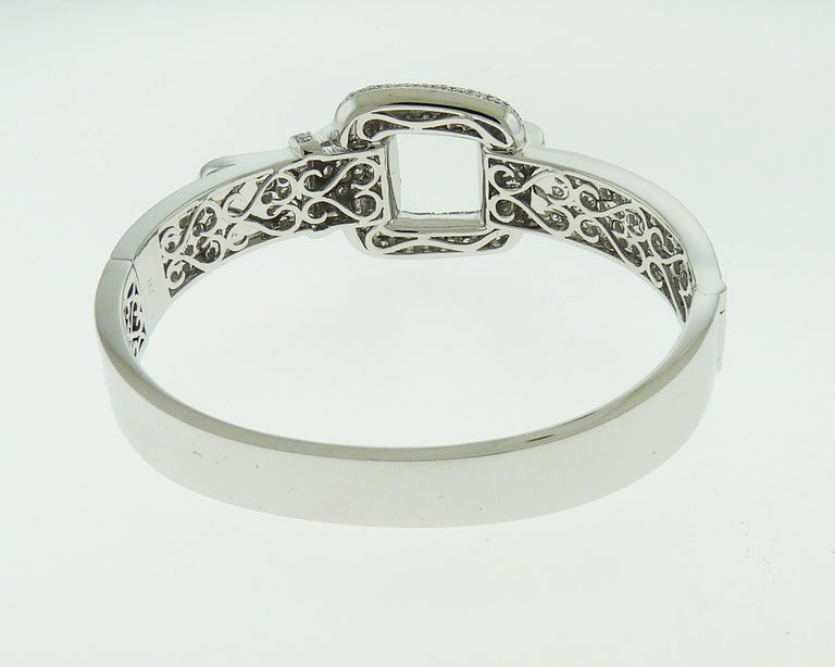 Diamond 18 Karat White Gold Buckle Bangle at 1stDibs
