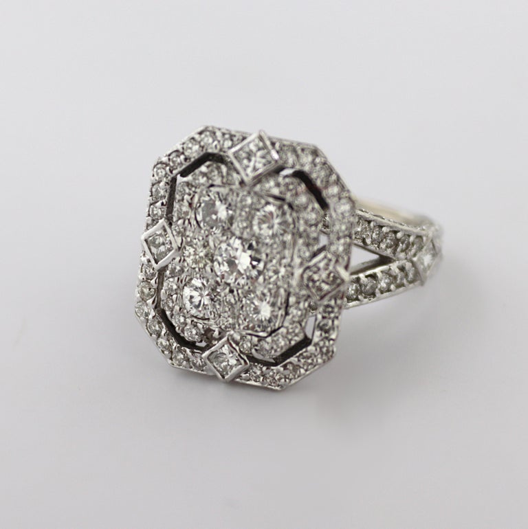 Diamond, 18k White Gold Illusion Ring For Sale at 1stDibs