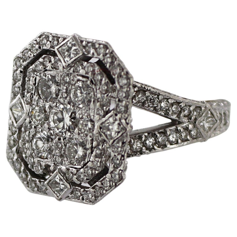 Diamond, 18k White Gold Illusion Ring For Sale at 1stDibs