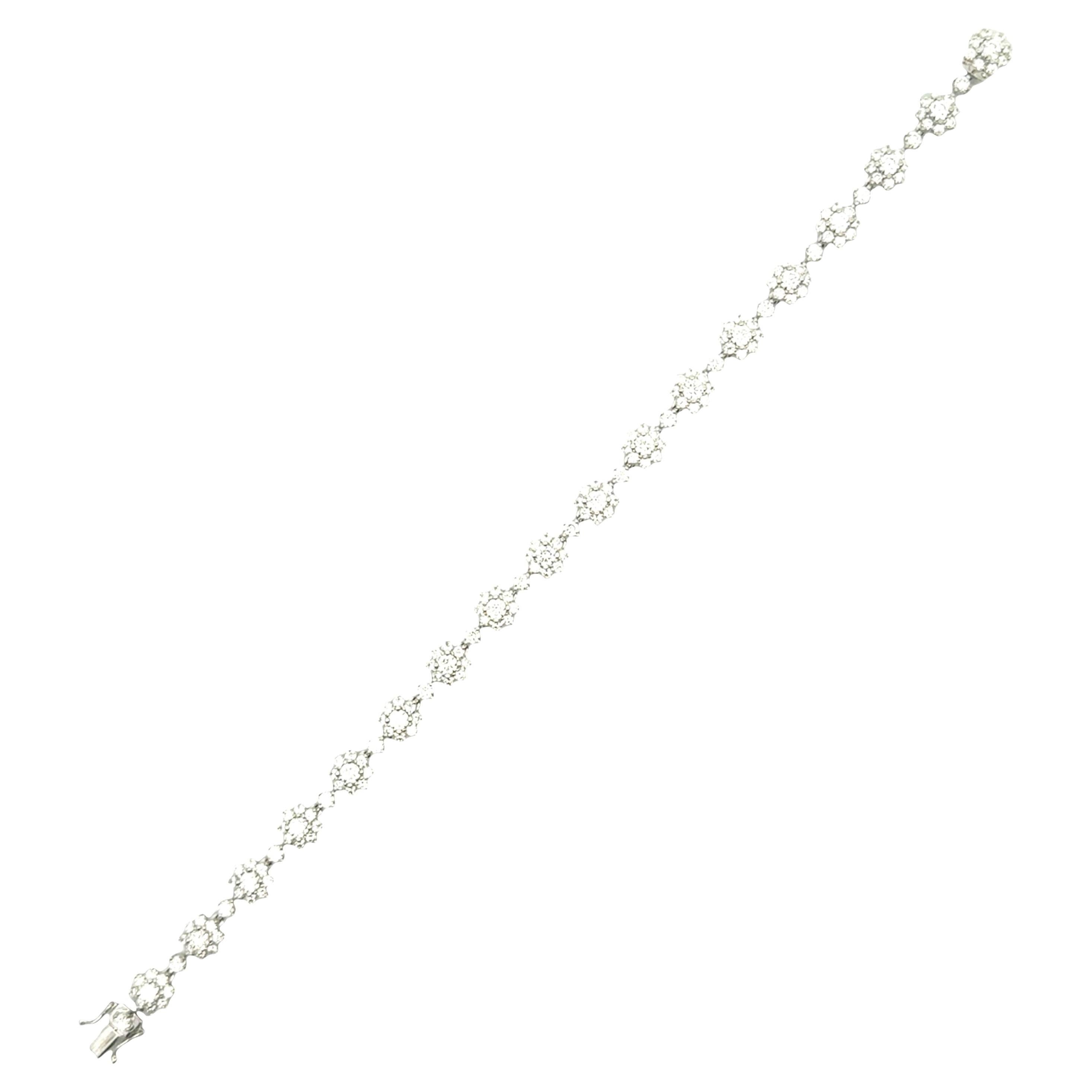 Diamond 18K White Gold Star-Halo Tennis Bracelet For Sale at 1stDibs