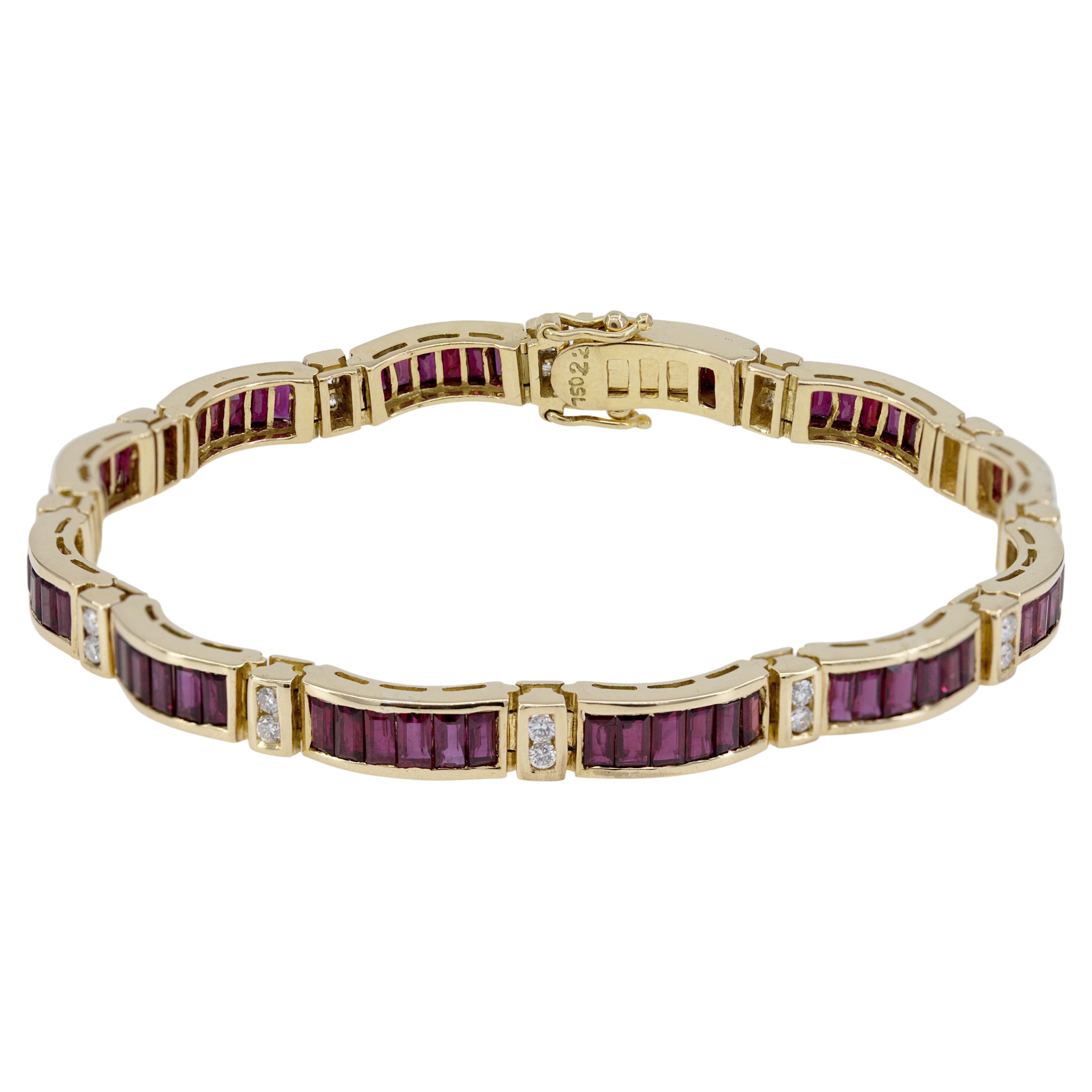 18k White Gold Diamond Ruby Bracelet For Sale at 1stDibs