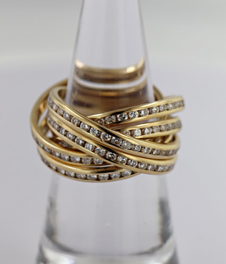 Diamond, 18k Yellow Gold Rolling Ring For Sale at 1stDibs