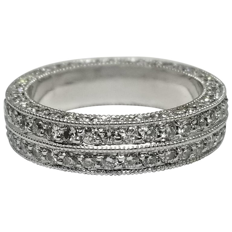 Diamond 2-Row Pave Eternity Ring Total Weight 2.10 Carat For Sale at ...