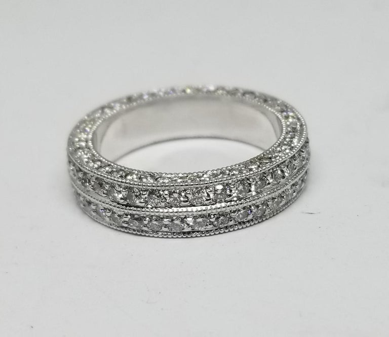 Diamond 2-Row Pave Eternity Ring Total Weight 2.10 Carat For Sale at ...