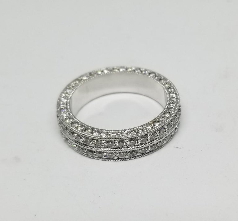 Diamond 2-Row Pave Eternity Ring Total Weight 2.10 Carat For Sale at ...