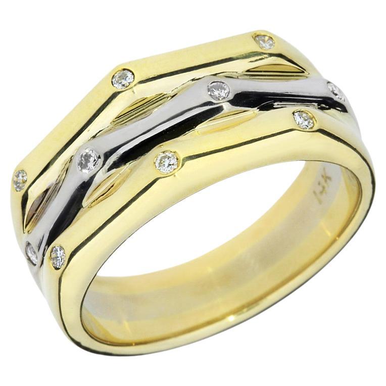 .07 Carat Diamond 14K Gold Modern Band For Sale at 1stDibs