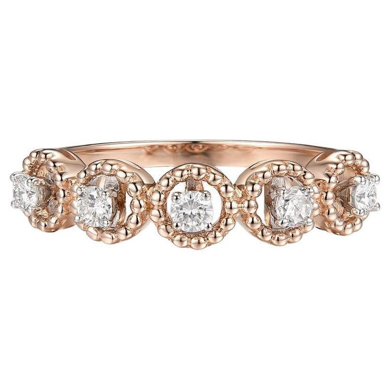 Diamond 5 Stones Ring in 18 Karat Gold For Sale at 1stDibs