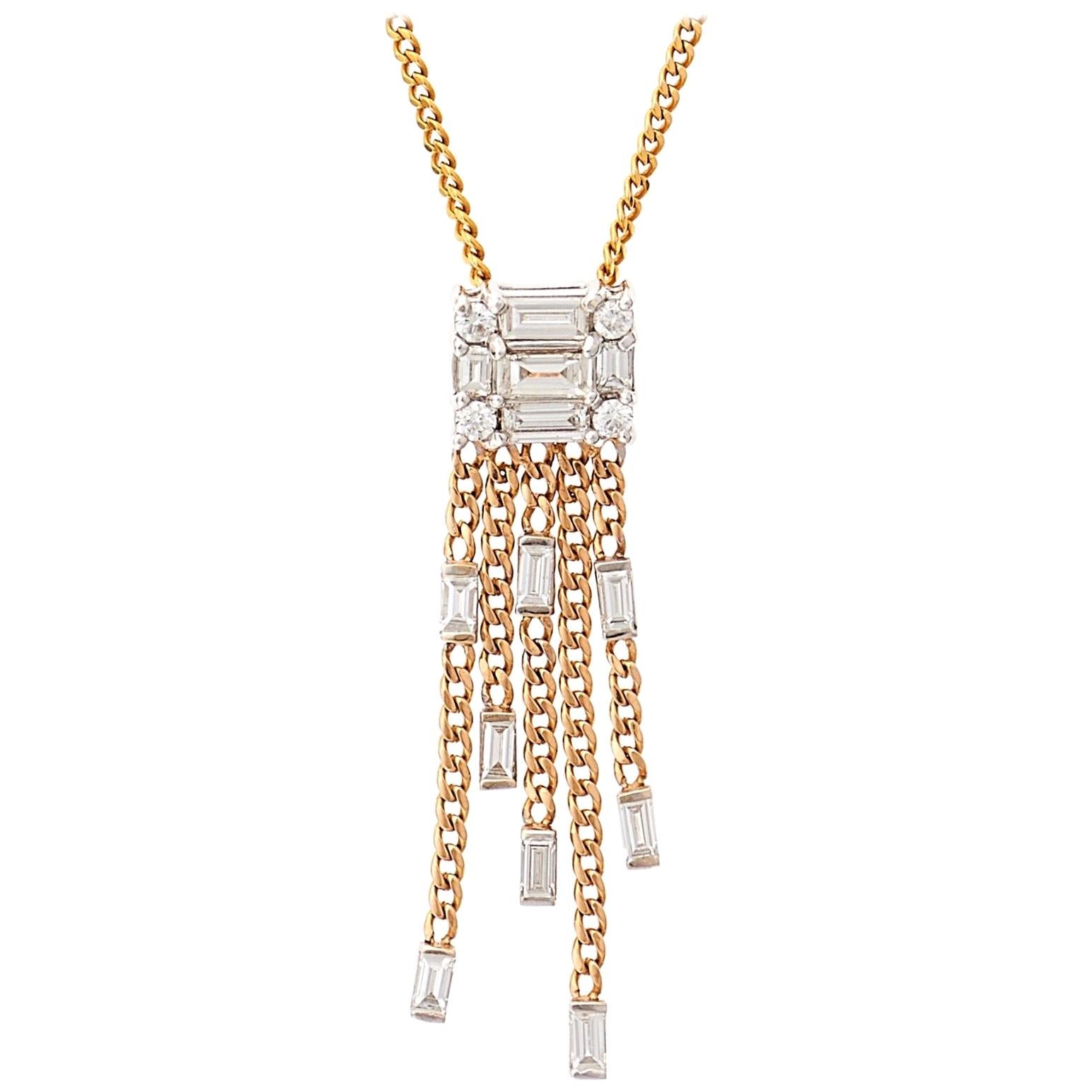 Diamond 5-Strand 18 Karat Tassel Necklace For Sale at 1stDibs