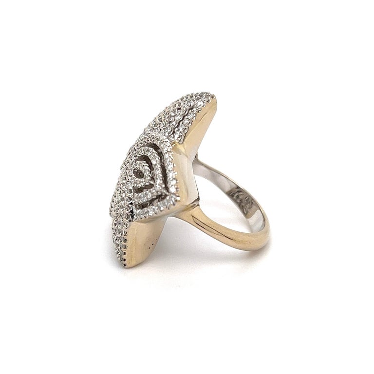 Diamond Abstract Flower Design Gold Ring For Sale at 1stDibs