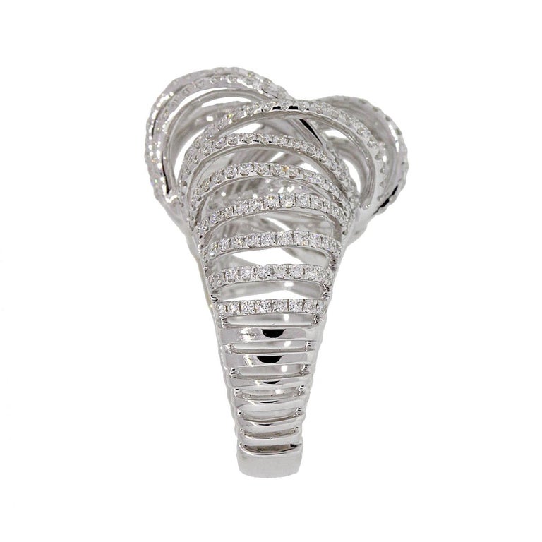 Diamond Abstract Spiral Ring For Sale at 1stDibs