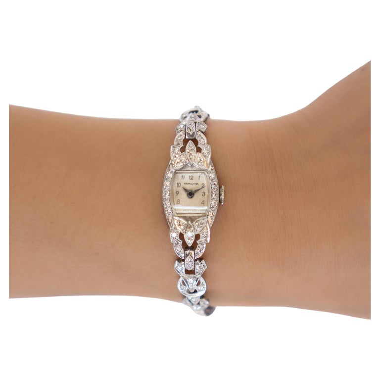 Diamond Adorned Vintage Hamilton Watch For Sale at 1stDibs