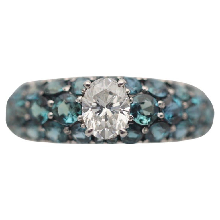 Diamond Alexandrite Platinum Band Ring at 1stDibs
