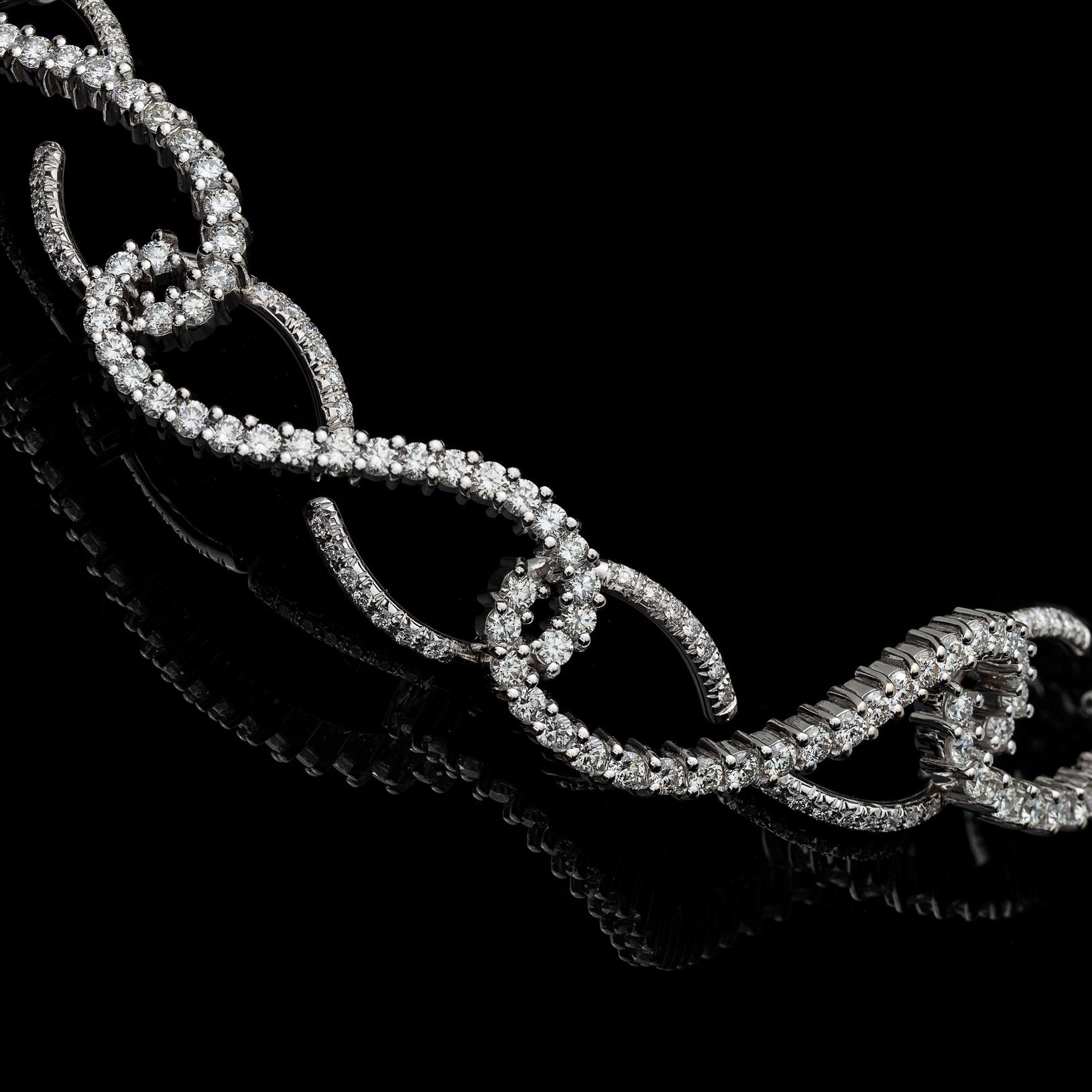 Diamond and 18 Karat White Gold Necklace at 1stDibs