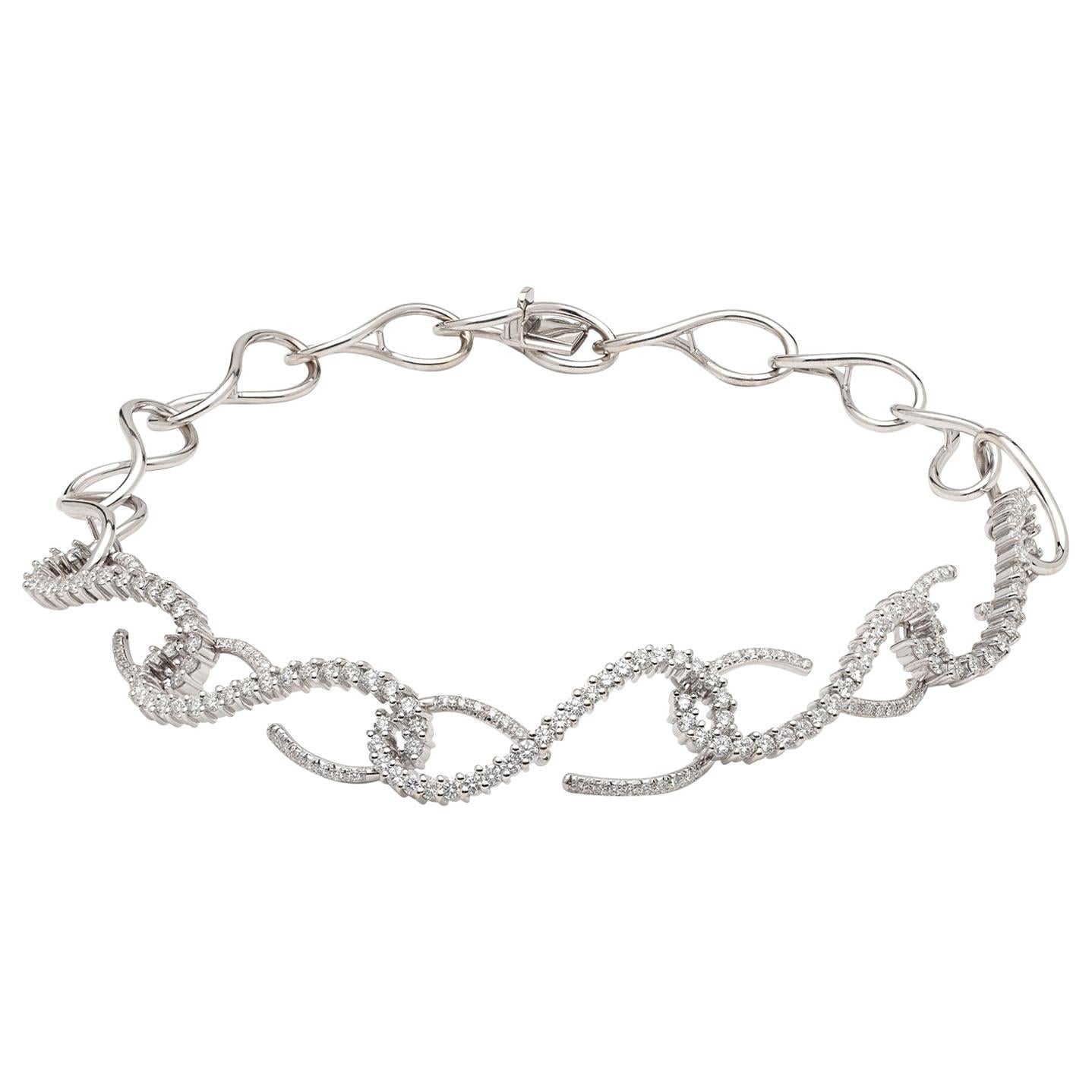 Diamond and 18 Karat White Gold Necklace at 1stDibs