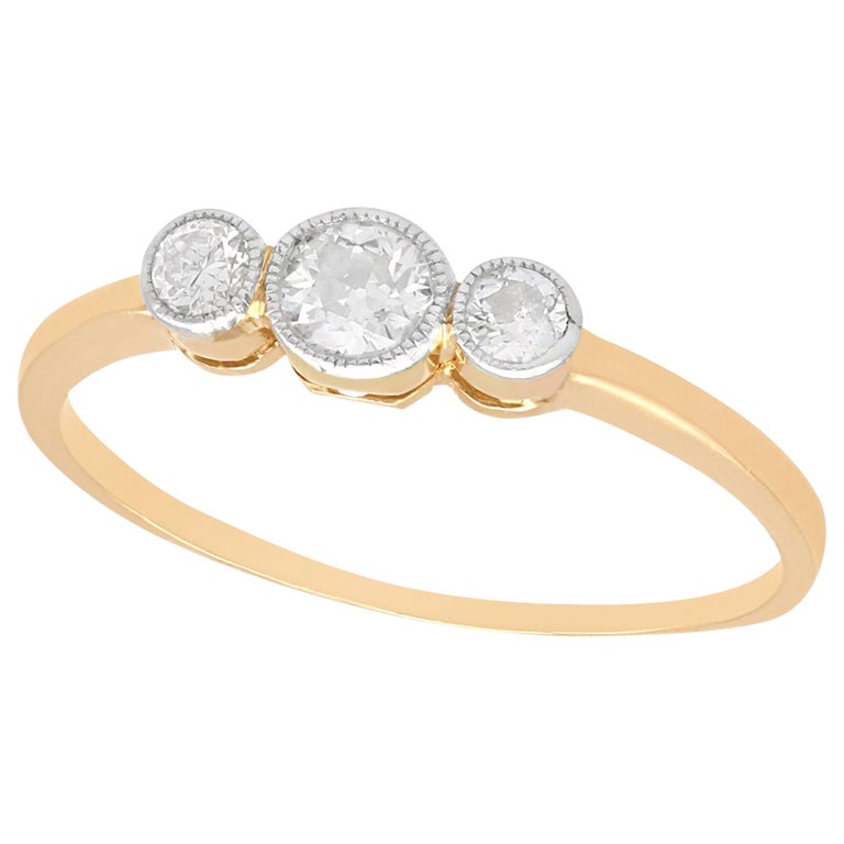 Antique Diamond and 18K Yellow Gold Trilogy Ring, Circa 1920 For Sale ...