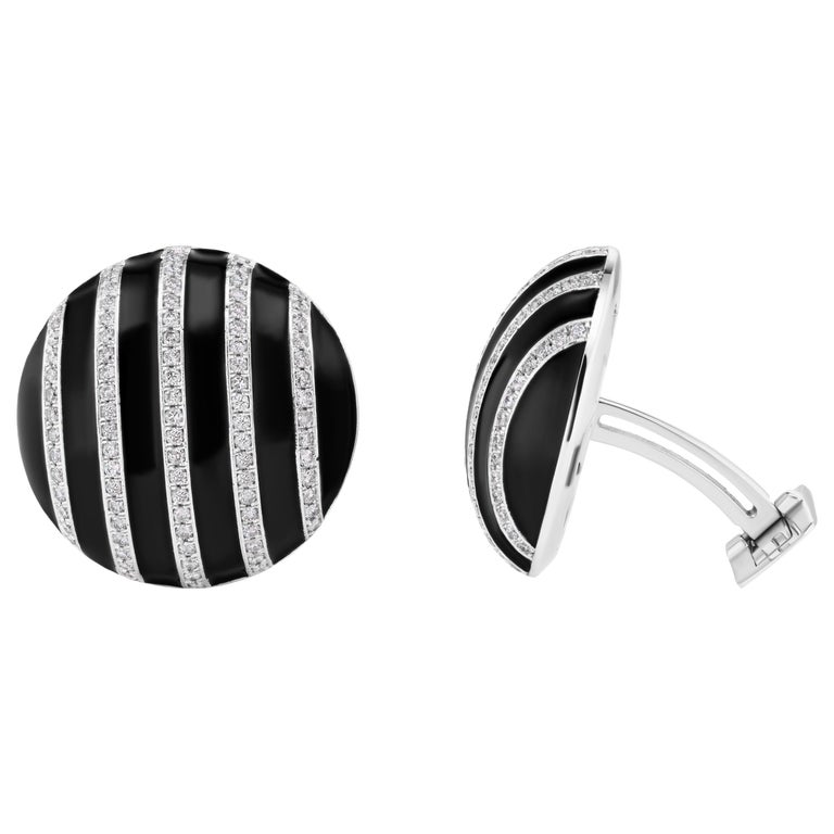 Diamond and Black Enamel Cufflink For Sale (Free Shipping) at 1stDibs