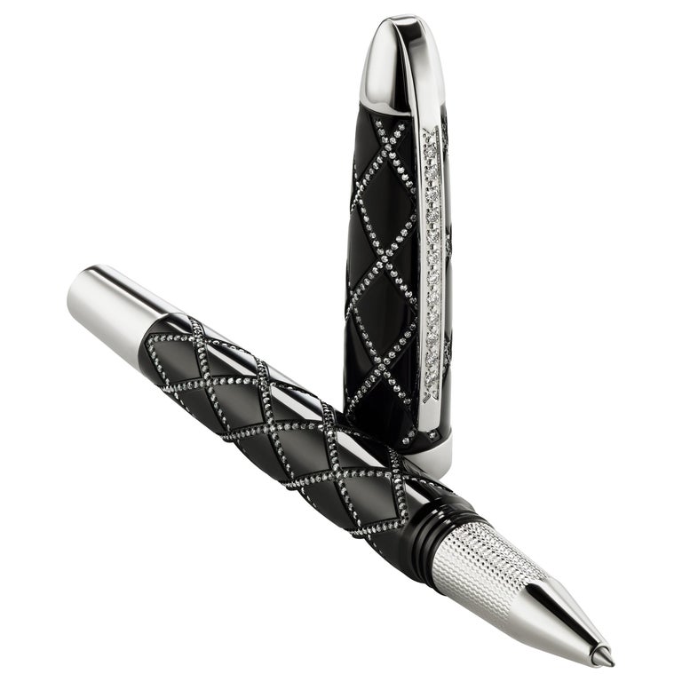 Diamond and Black Lacquer Pen For Sale at 1stDibs