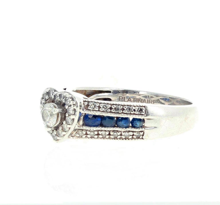 AJD Delicate Eye-Catching Diamond and Blue Sapphire Platinaire Ring at ...