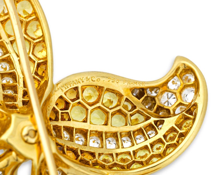 Diamond and Colored Gemstone Orchid Brooch by Tiffany and Co. at 1stDibs