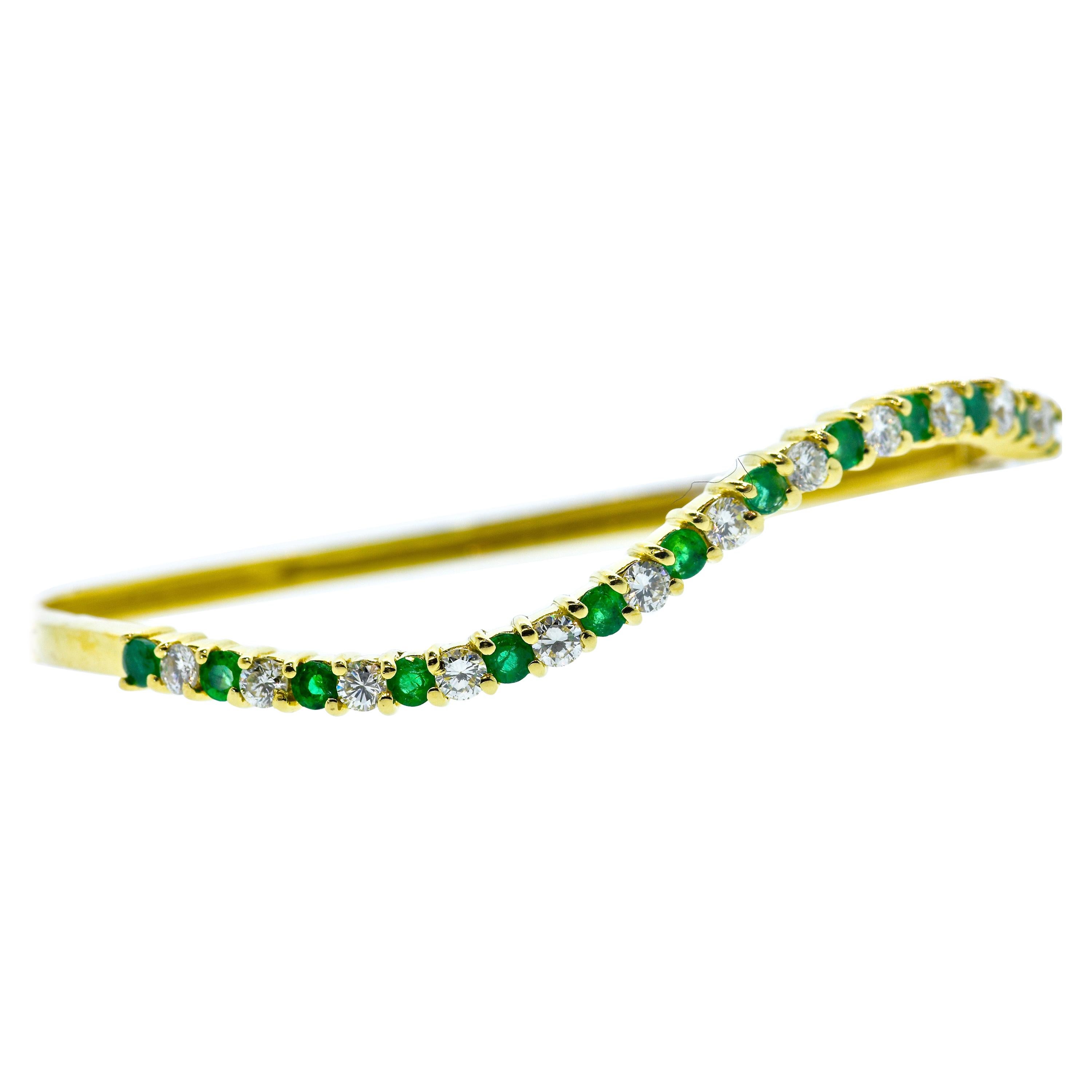 Diamond and Emerald Bangle Bracelet at 1stDibs