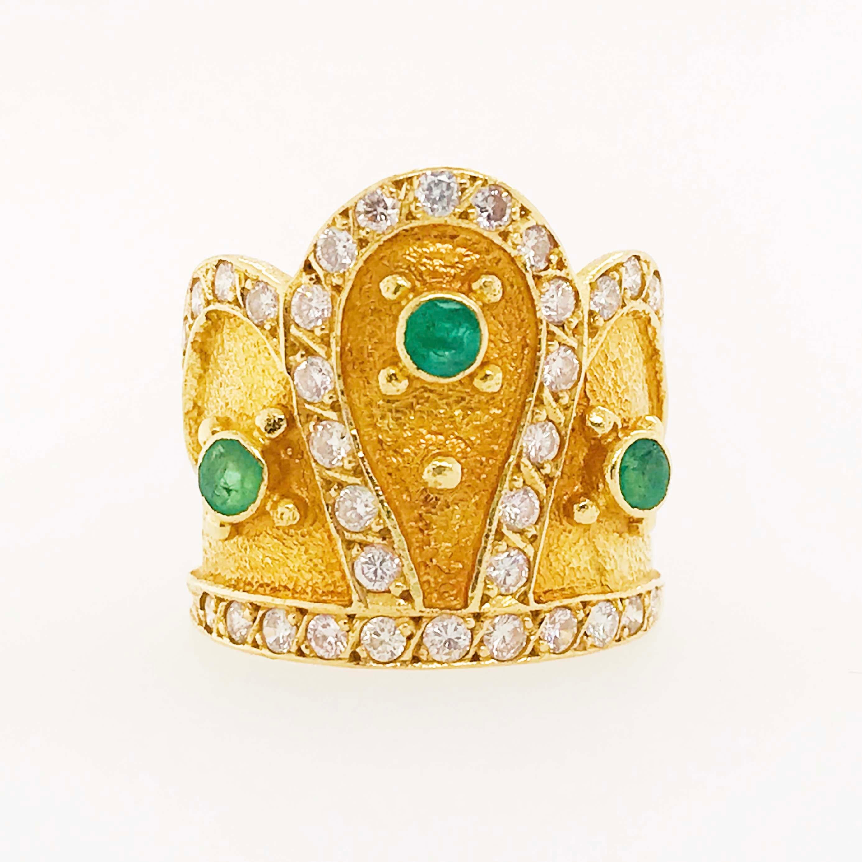 Crown Emerald Ring w Diamonds 18k Custom Royal Crown Ring made for a ...