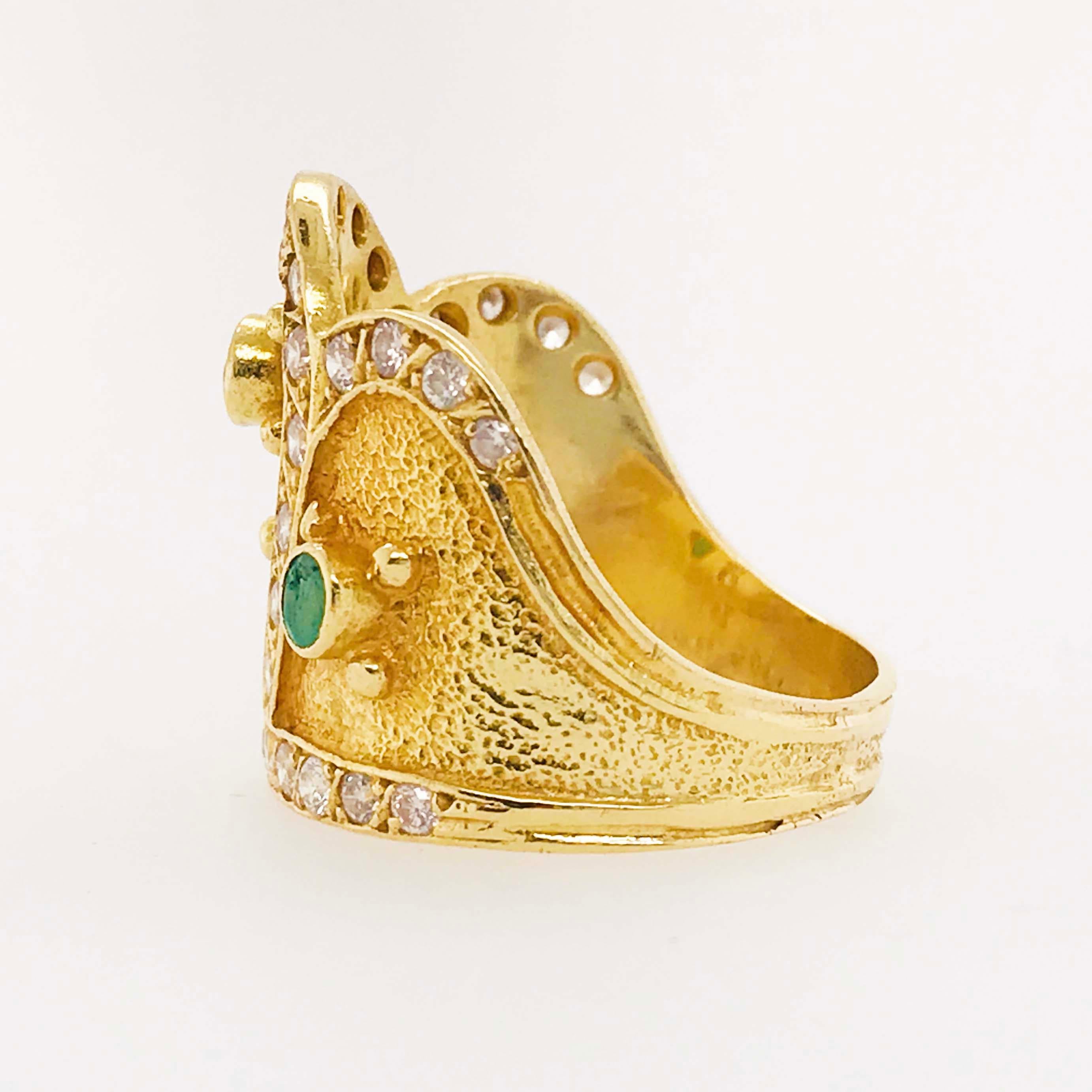 Crown Emerald Ring w Diamonds 18k Custom Royal Crown Ring made for a ...