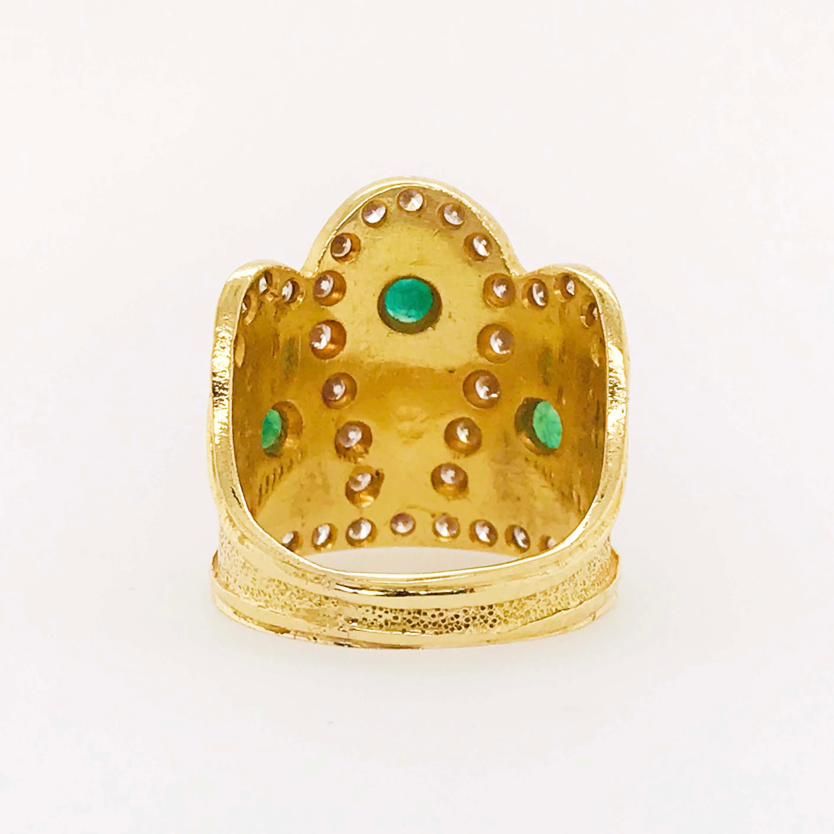 Crown Emerald Ring w Diamonds 18k Custom Royal Crown Ring made for a ...