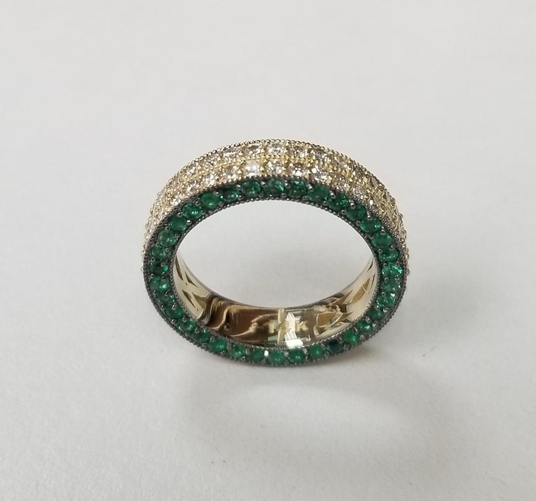 Diamond and Emerald Pave Eternity Ring For Sale at 1stDibs