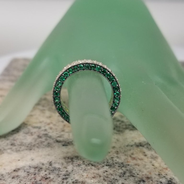 Diamond and Emerald Pave Eternity Ring For Sale at 1stDibs