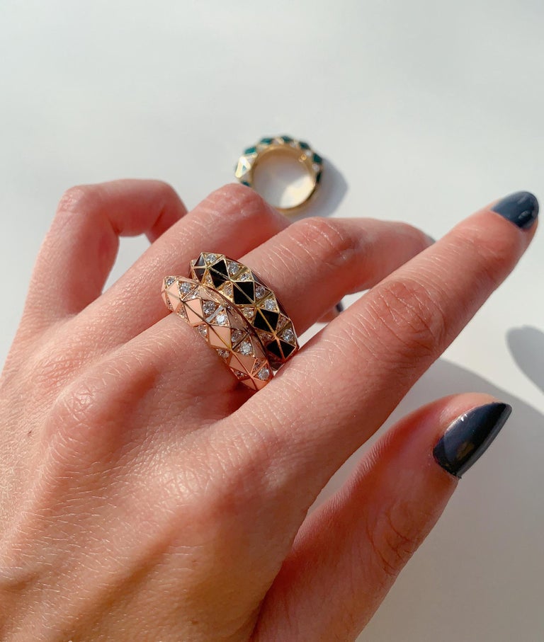 Diamond and Enamel Stack Ring For Sale at 1stDibs