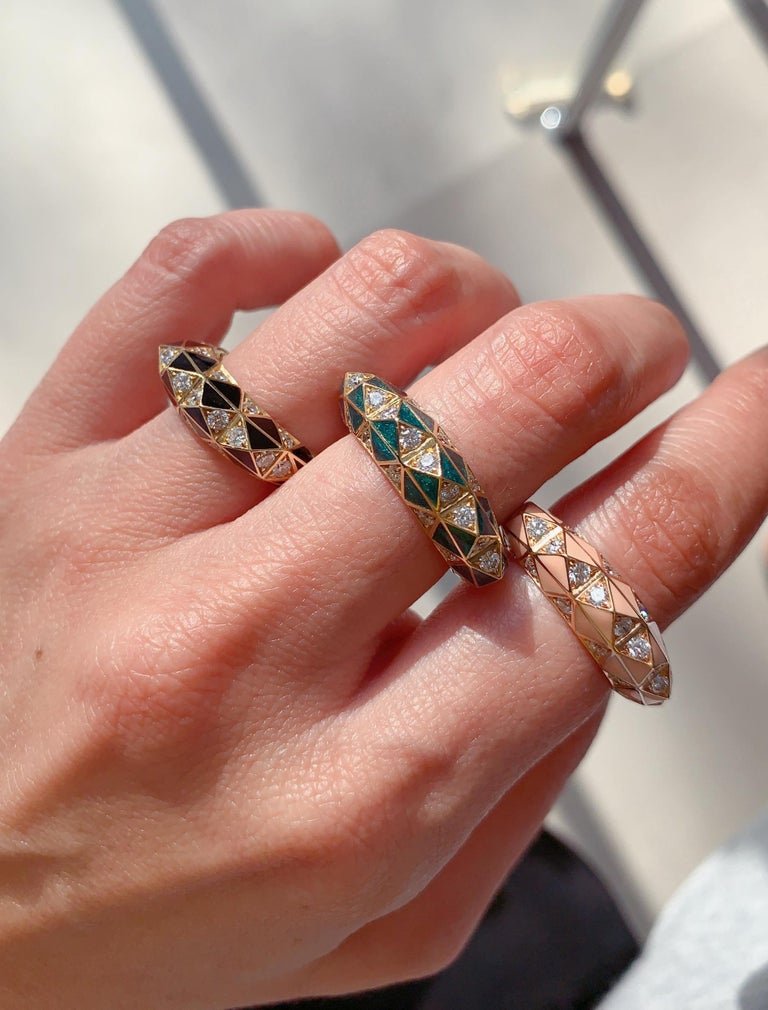 Diamond and Enamel Stack Ring For Sale at 1stDibs