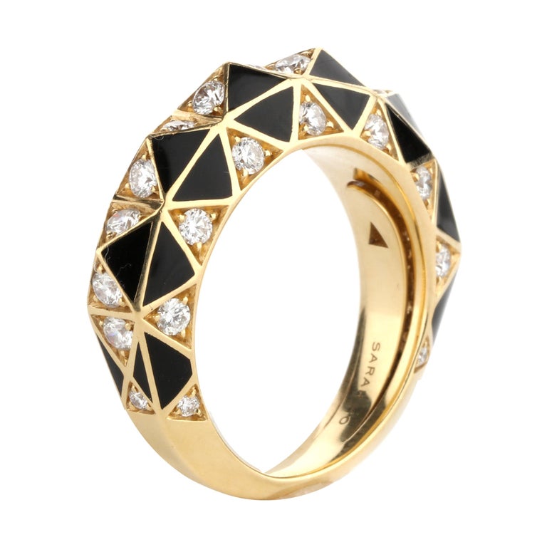 Diamond and Enamel Stack Ring For Sale at 1stDibs