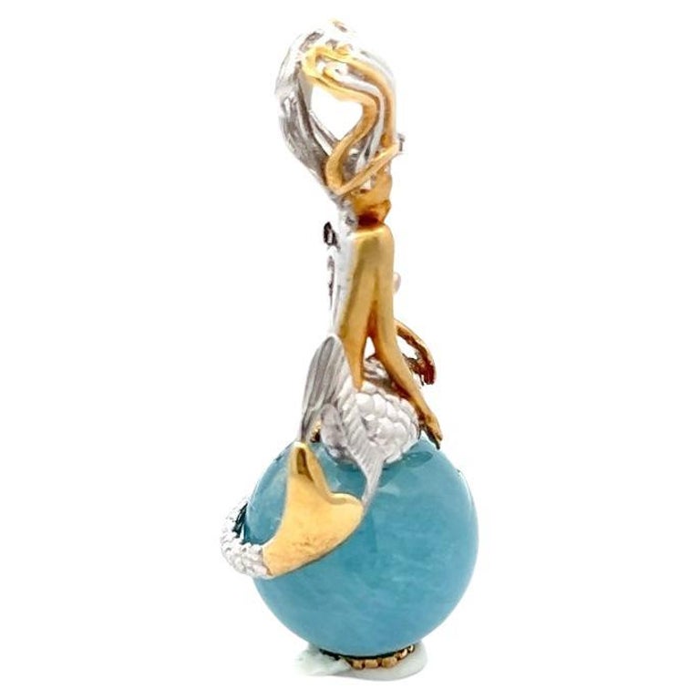 Diamond and Gem Stone Mermaid Pendant For Sale at 1stDibs