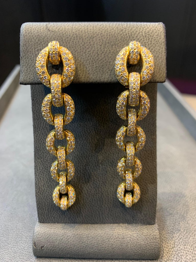 Diamond and Gold Link Earrings For Sale at 1stDibs | gold diamond ...